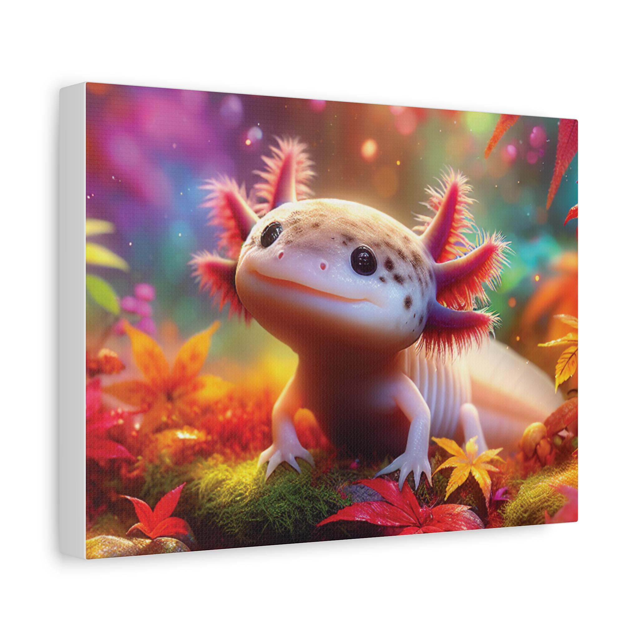 Axolotl Wall Art, Colorful Axolotl Canvas, Unique Wall Art, Perfect ...