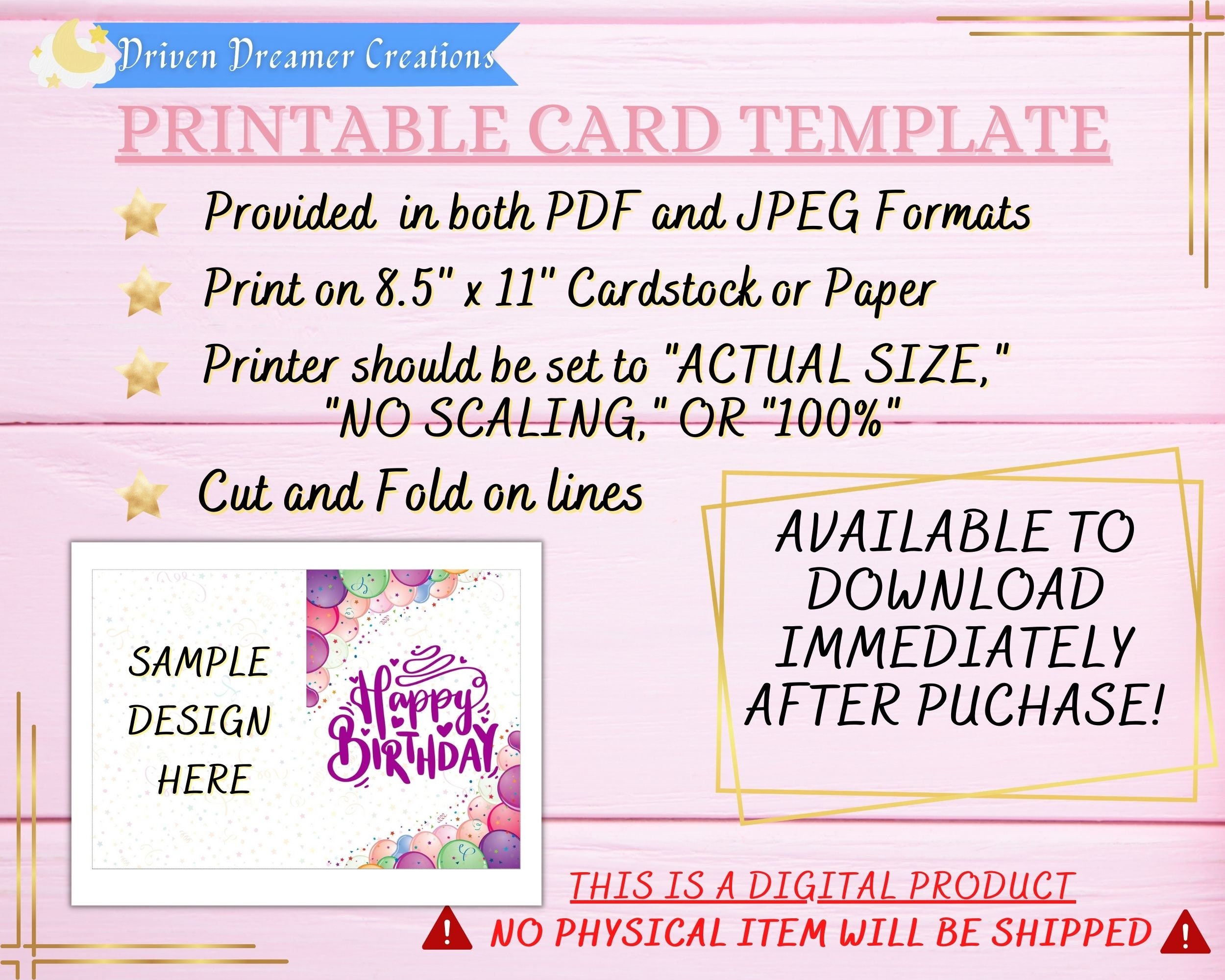 Printable Happy Birthday Balloons and Confetti Greeting Card, Digital ...