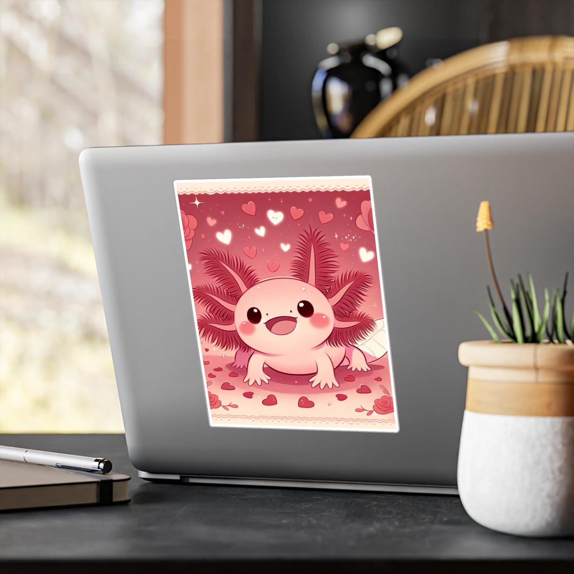 Kawaii Axolotl Magnet Cute Axolotl Art Love Themed Valentine Day ...