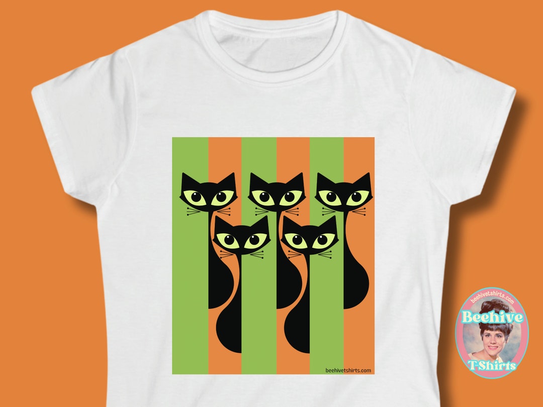 Women's Mid Century Modern Jinx the Black Cat With Orange and Green ...