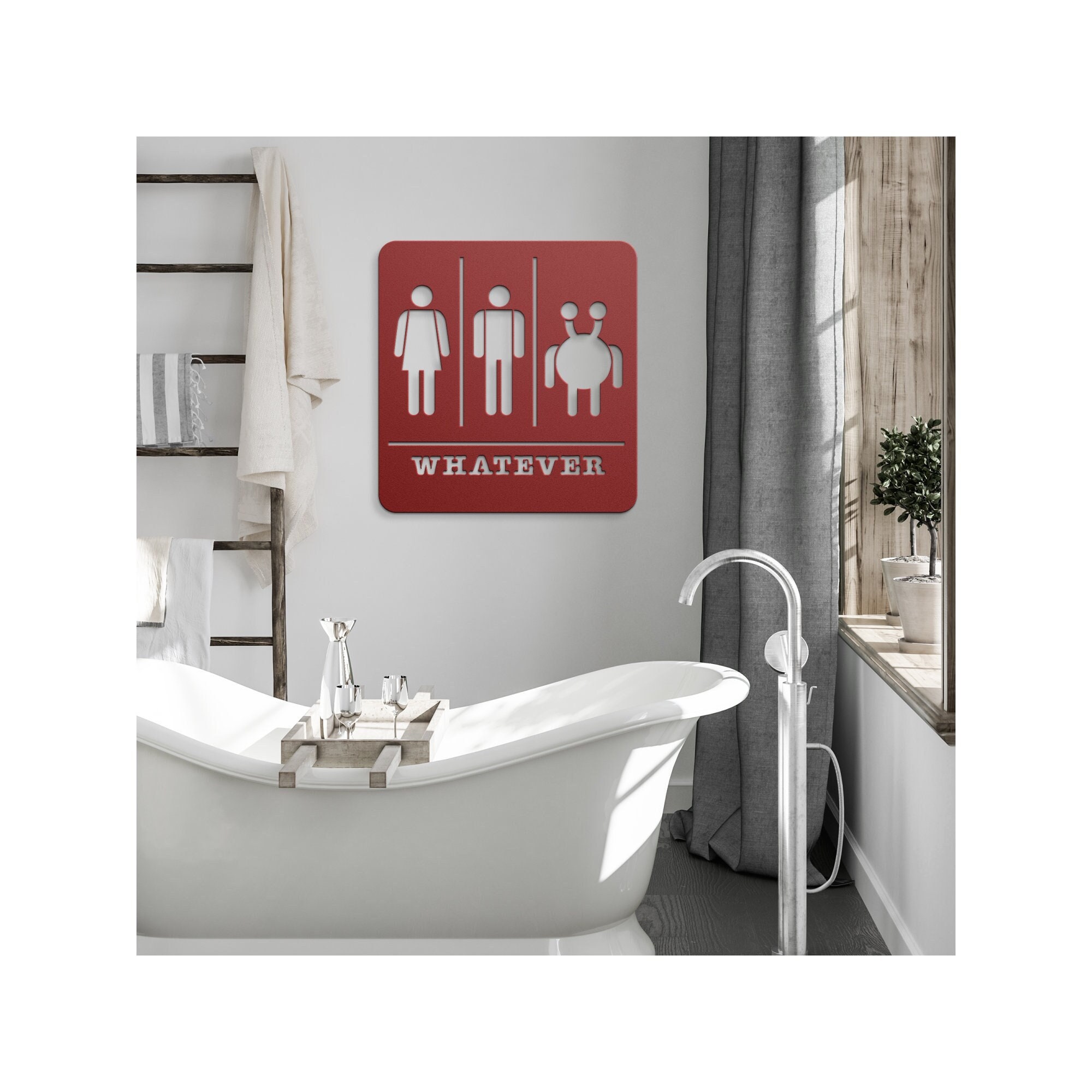 Bathroom Door Sign With Man, Woman, and Extra Terrestrial, Gender ...