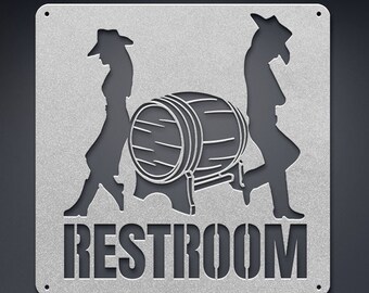 Cowboy Cowgirl Bathroom Metal Sign, Western Restroom Decor - Etsy