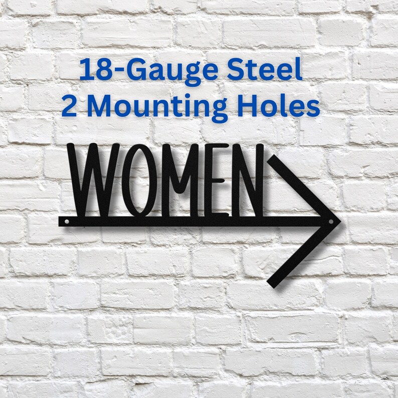 Minimalistic Restroom Door Sign, Men or Women Restroom Sign With Arrow ...