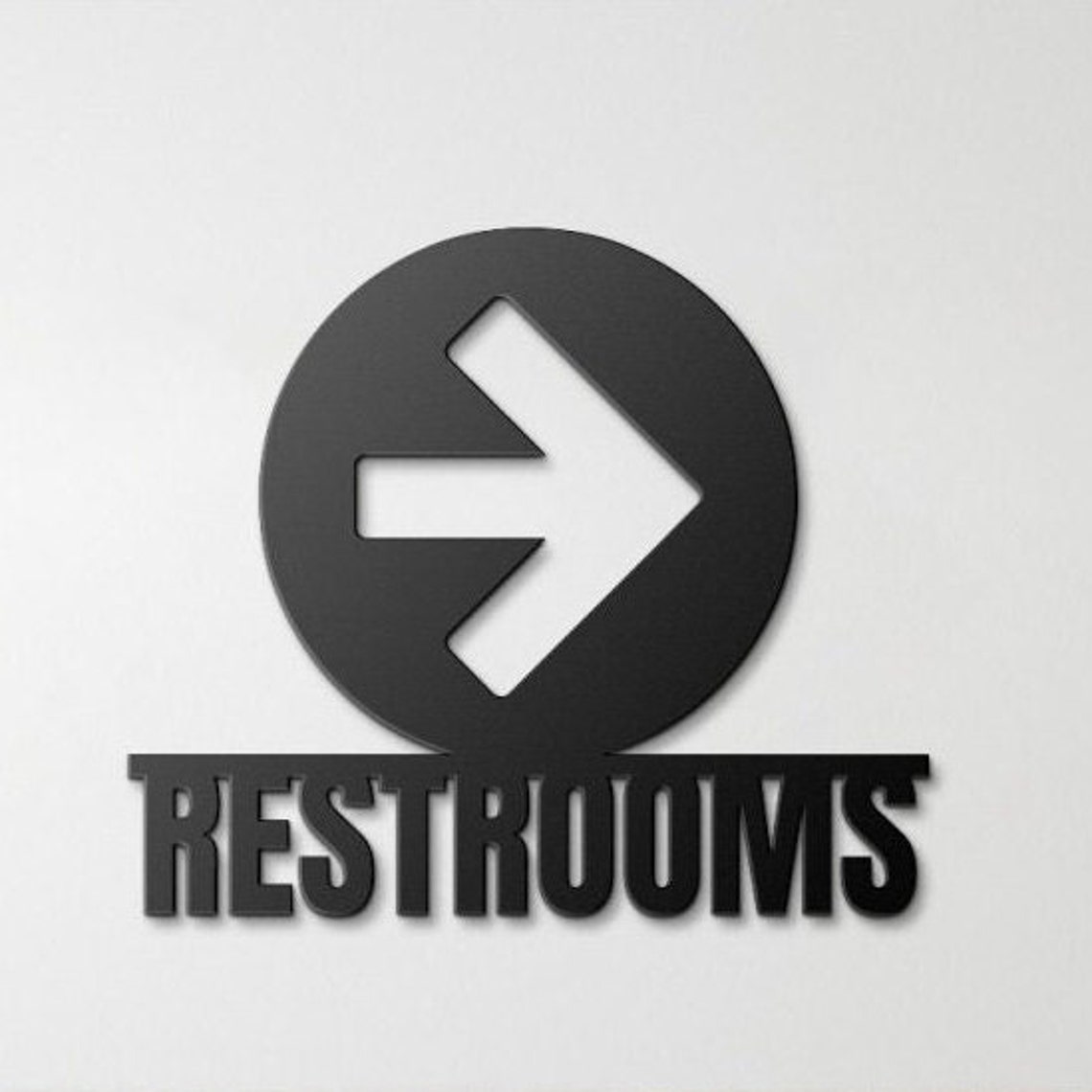 Restroom Sign With Right Arrow, Customizable Steel Bathroom Signage - Etsy