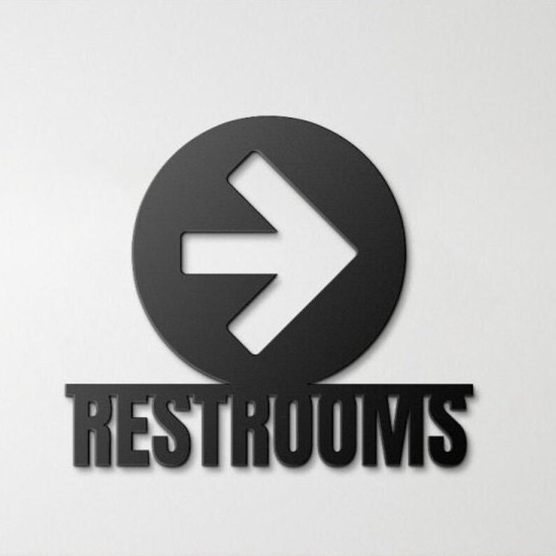 Large Restrooms Sign With Right Arrow, Bathroom Signage for Restaurants ...