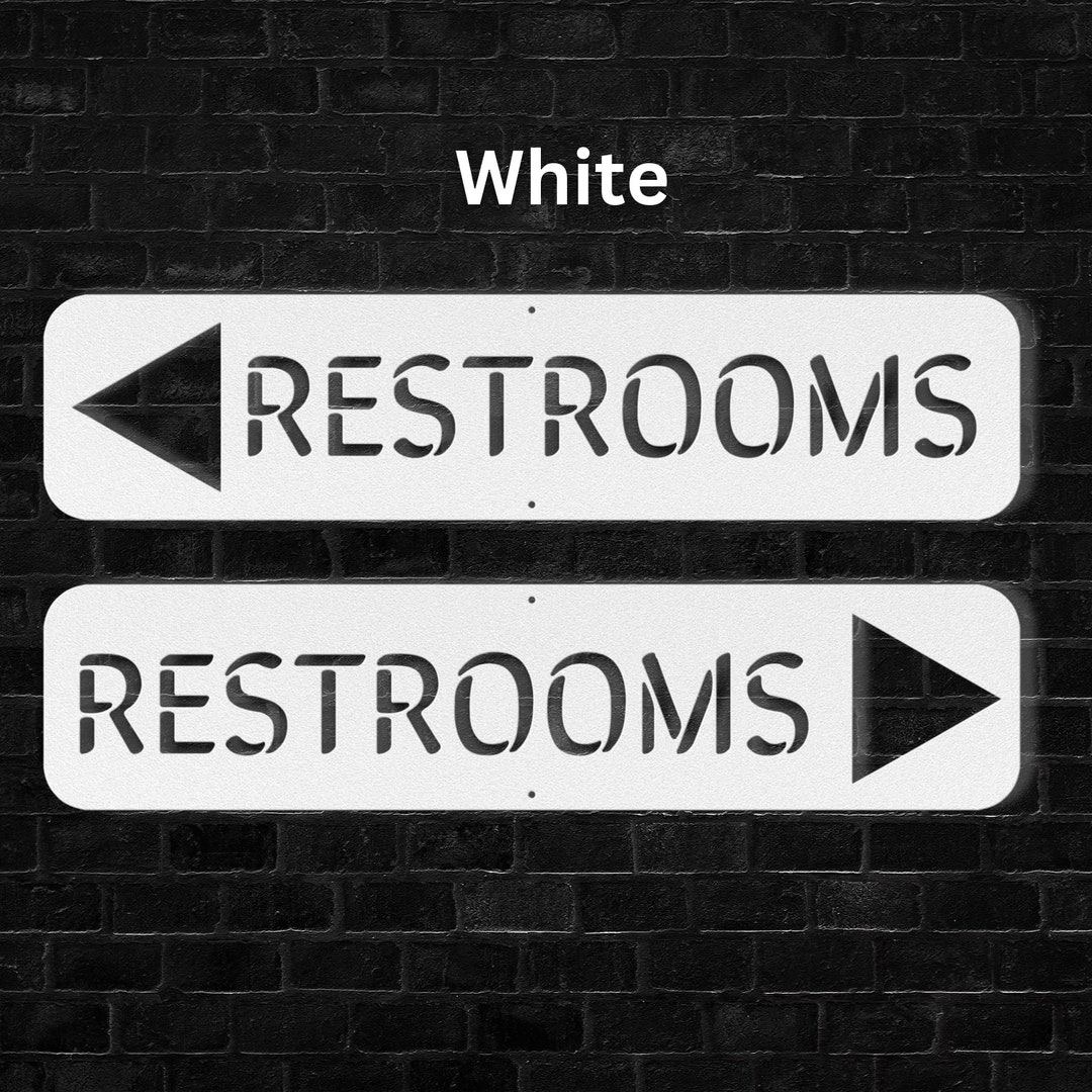 Modern Metal Restroom Sign With Arrow Minimalist Bathroom Door Sign for ...