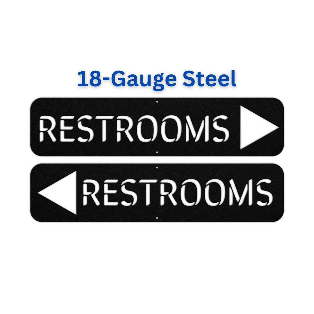 Metal Restroom Sign, Modern Restroom Sign With Arrow, Minimalist ...