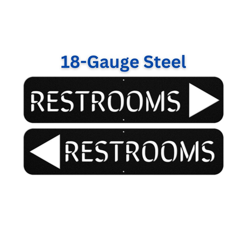 Metal Restroom Sign, Modern Restroom Sign With Arrow, Minimalist ...