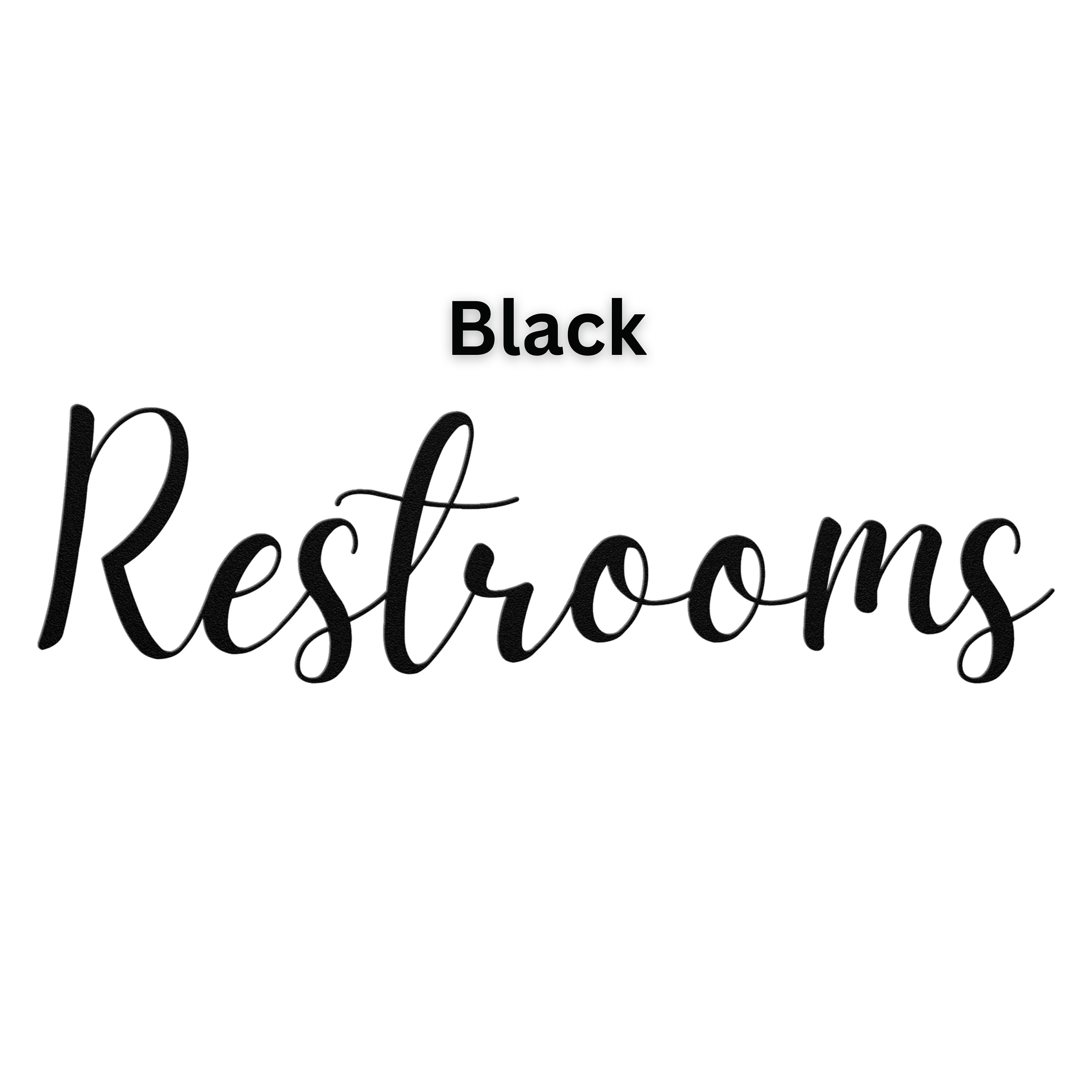 Cursive Metal Restrooms Sign, Elegant Script Font Restroom Sign, Modern ...