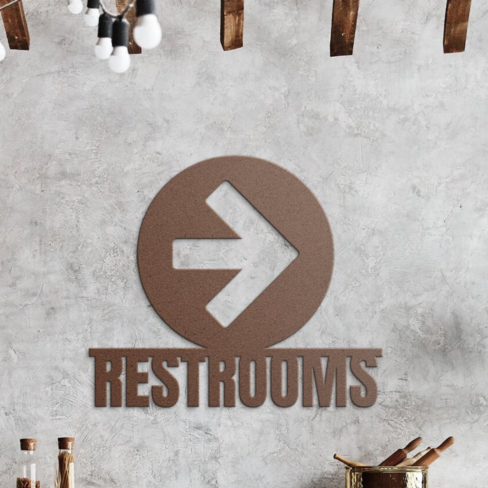 Large Restrooms Sign With Right Arrow, Bathroom Signage for Restaurants ...