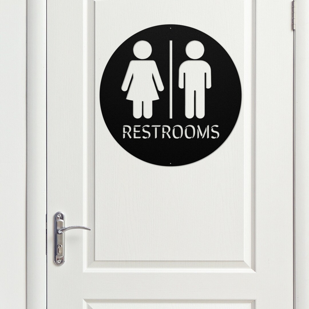 Metal Unisex Restroom Sign, Bathroom Sign for Business, Customer ...