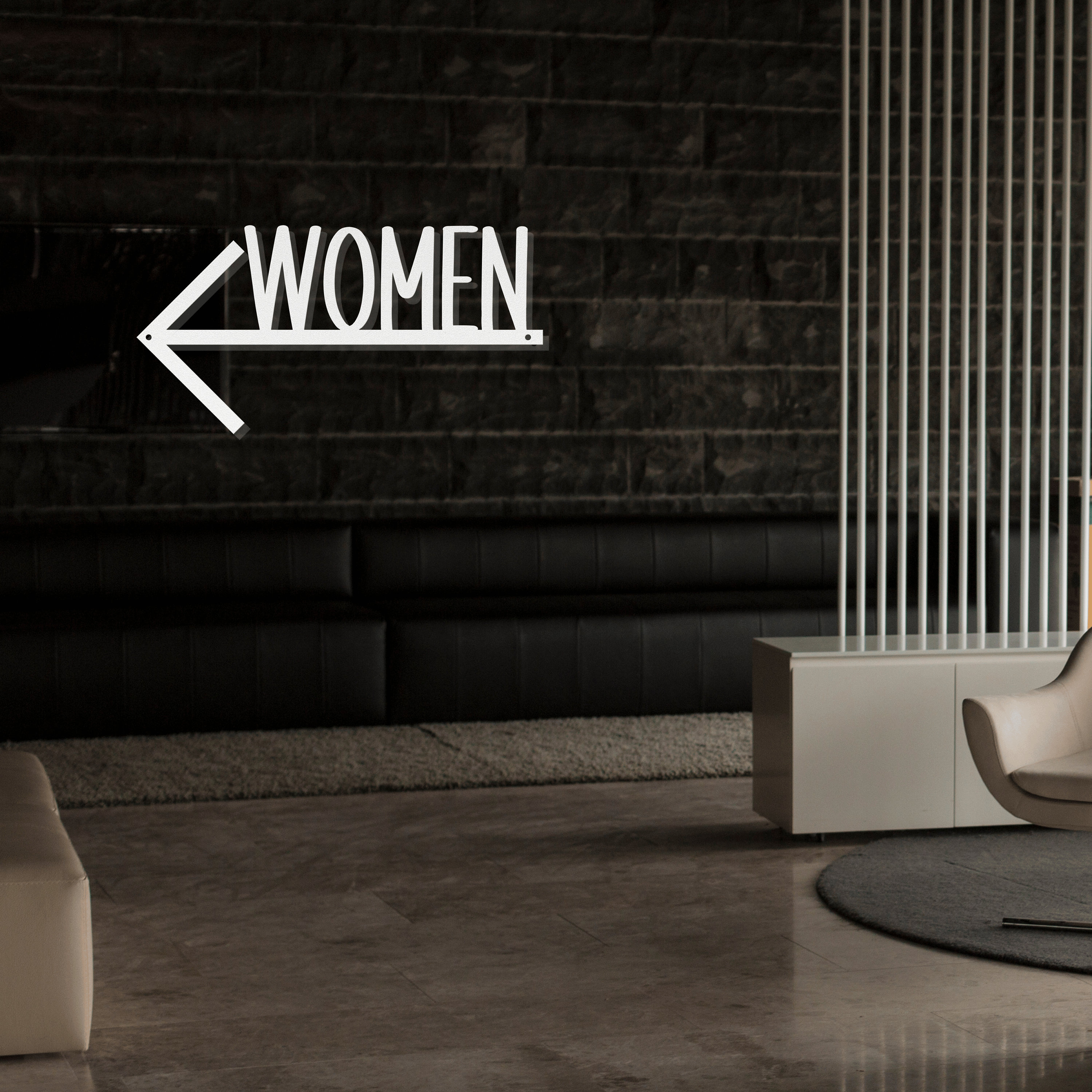 Women's Restroom Sign With Arrow Pointing Left, Left Arrow for Women's ...