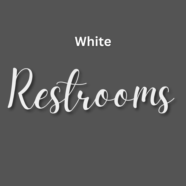 Cursive Metal Restrooms Sign, Elegant Script Font Restroom Sign, Modern ...