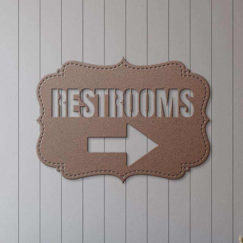 Metal Restroom Sign, Directional Arrow, Business Office Decor - Etsy