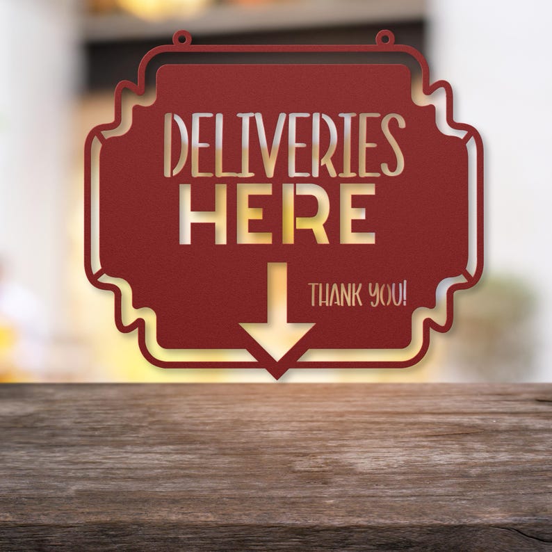 Deliveries Here Sign With Directional Arrow, Hooks or Holes for ...