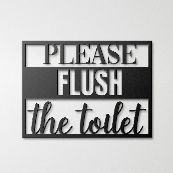 Please Flush the Toilet Metal Restroom Sign, Bathroom Sign to Flush the ...