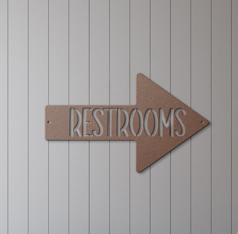 Directional Metal Restroom Sign With Arrow - Etsy