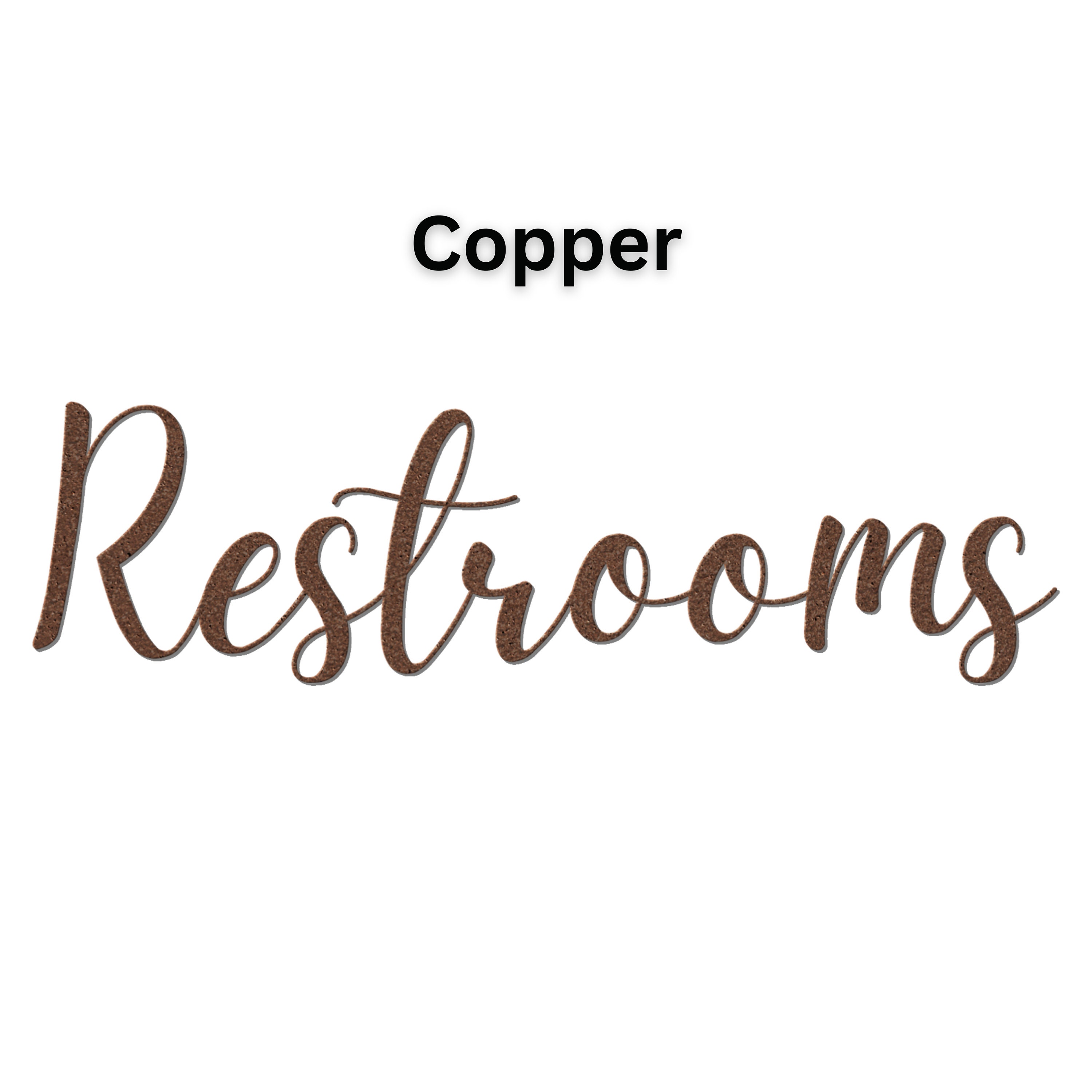 Cursive Metal Restrooms Sign, Elegant Script Font Restroom Sign, Modern ...