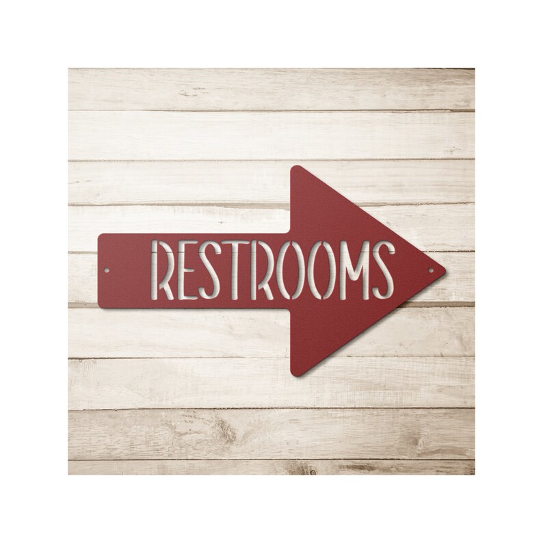 Restroom Sign With Arrow, Directional Restroom Sign, Metal Bathroom ...