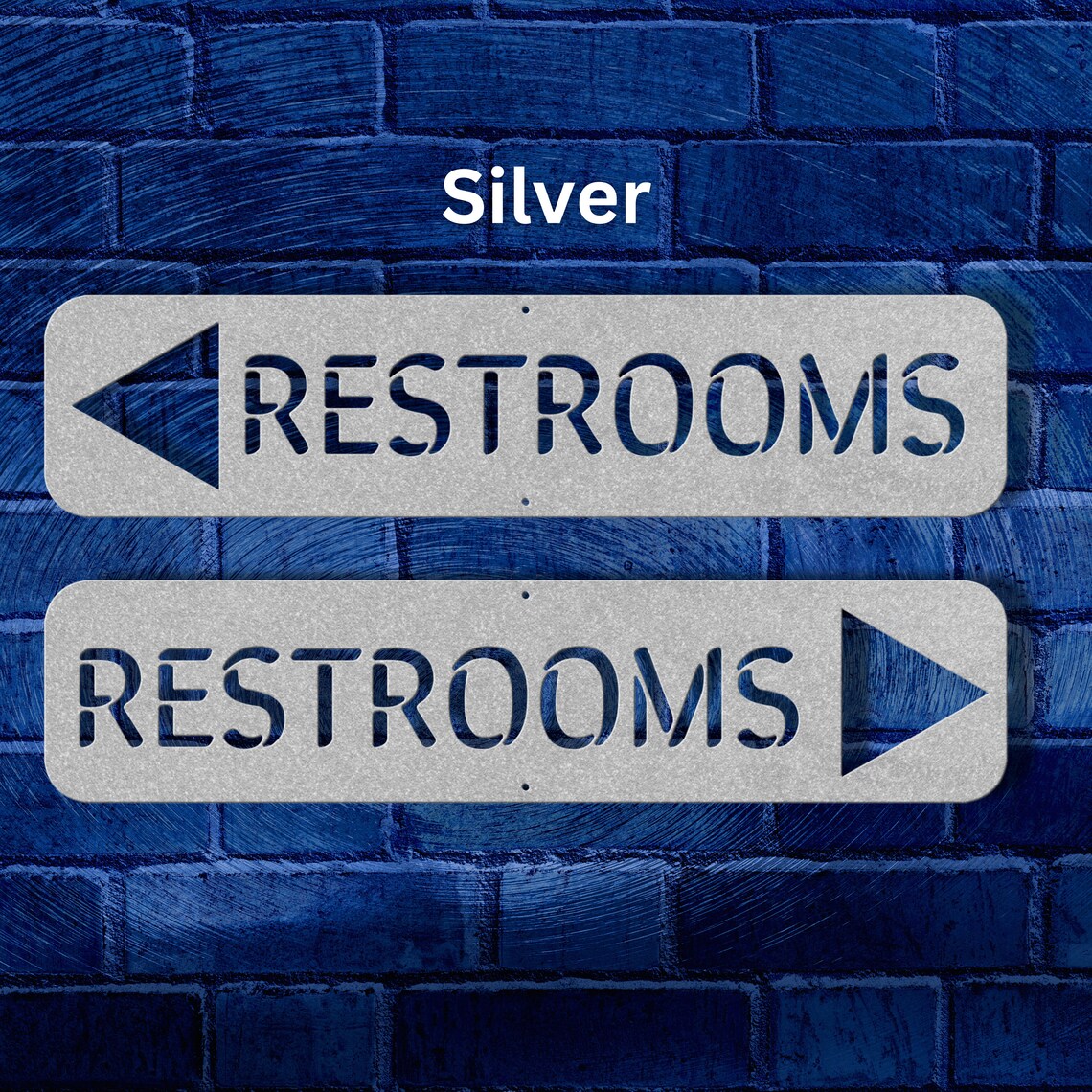 Modern Metal Restroom Sign With Arrow Minimalist Bathroom Door Sign for ...