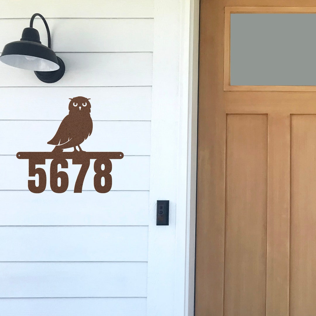 Owl Home Address Sign, Modern House Numbers, House Numbers ...