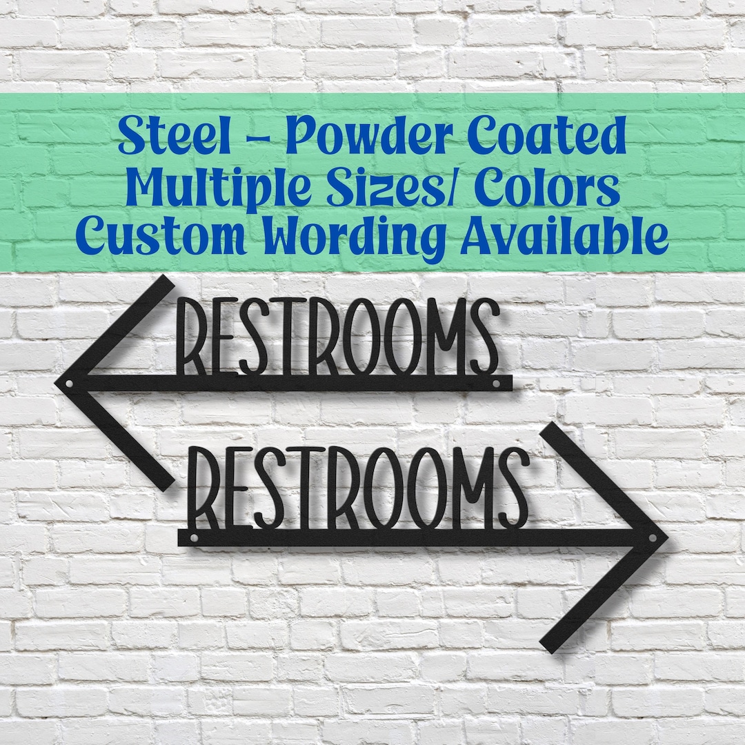 Metal Restroom Sign, Modern Business Bathroom Signage, Customizable ...