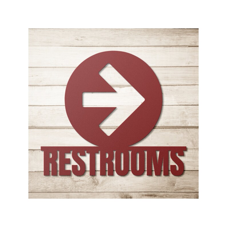 Restroom Sign With Right Arrow, Customizable Steel Bathroom Signage - Etsy