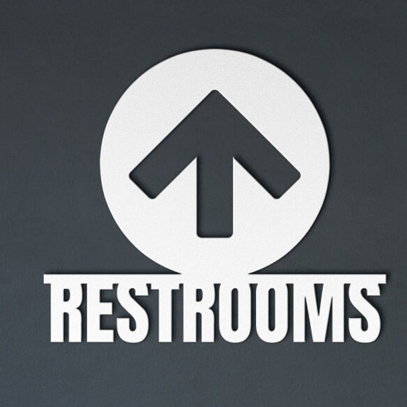 Steel Restroom Sign With up Arrow, Directional Wayfinding Sign - Etsy