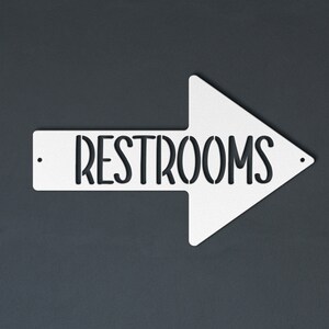 Restroom Sign With Arrow, Directional Restroom Sign, Metal Bathroom ...