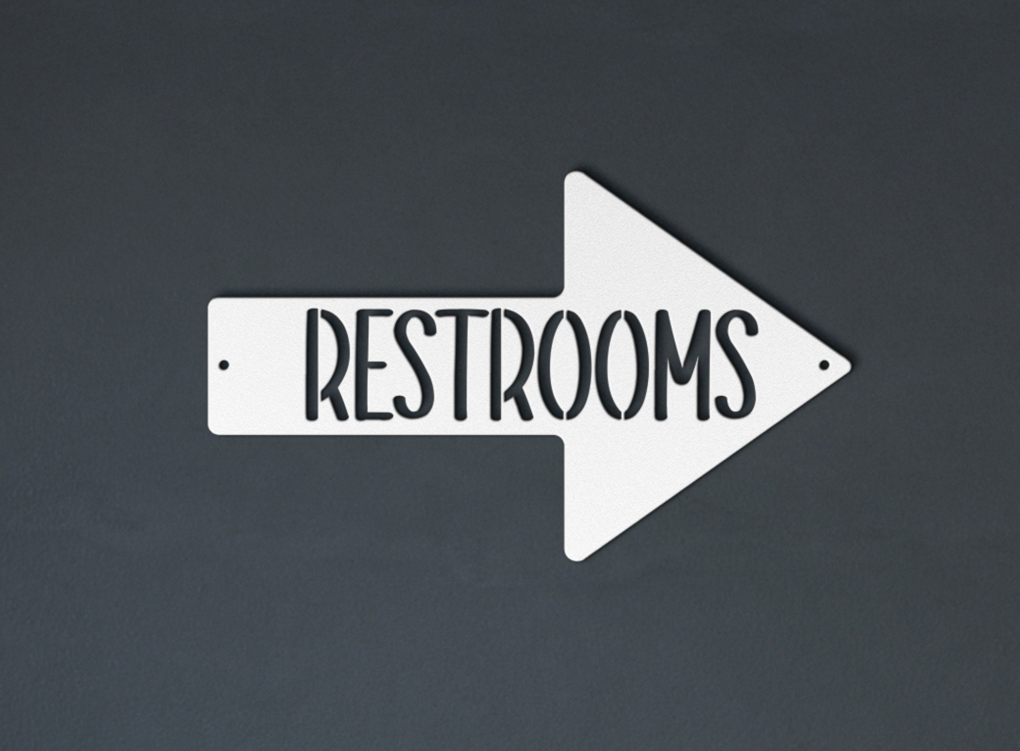 Restroom Sign With Arrow, Directional Restroom Sign, Metal Bathroom ...