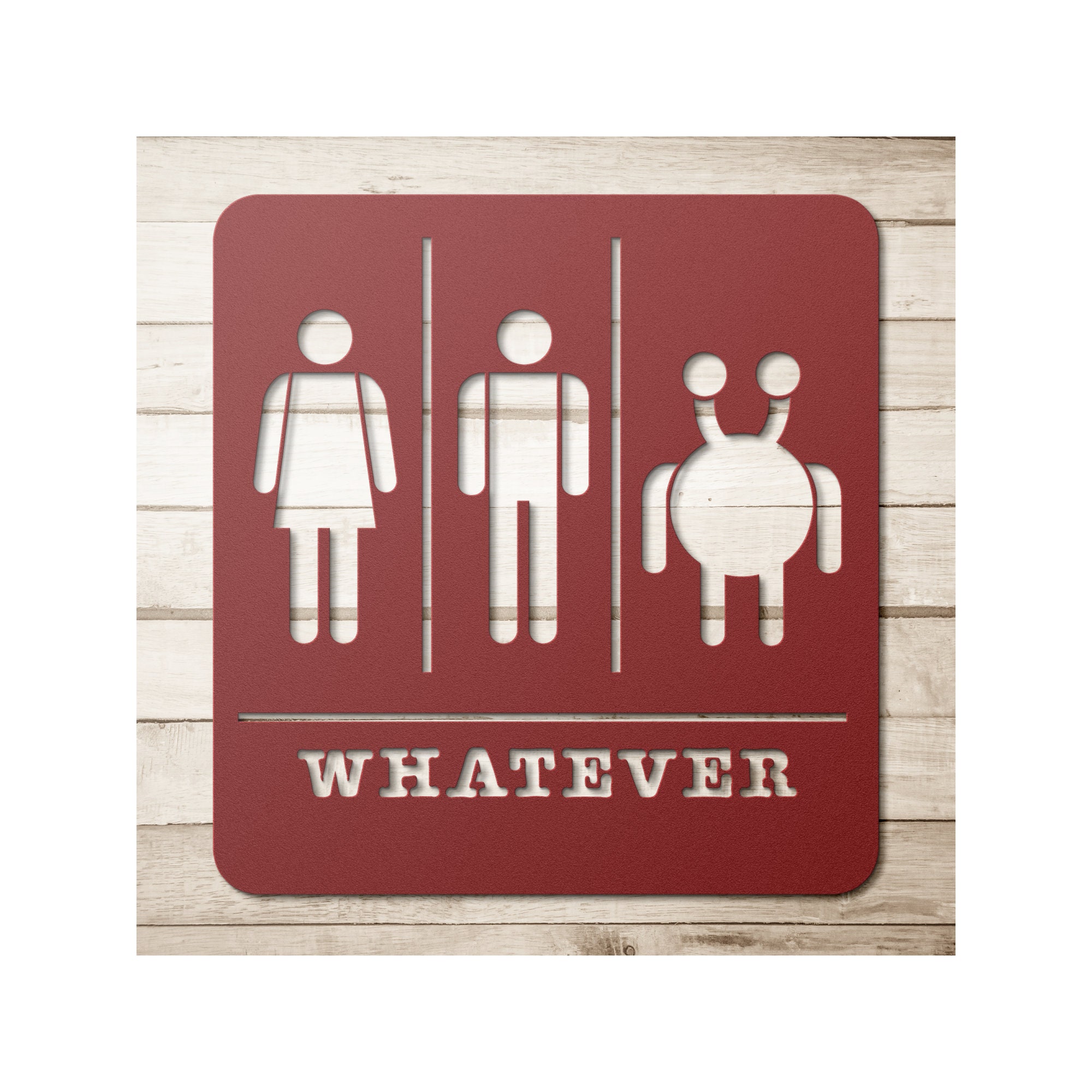 Bathroom Door Sign With Man, Woman, and Extra Terrestrial, Gender ...