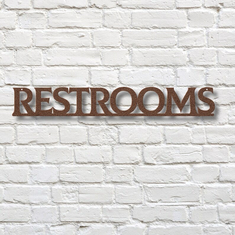 Steel Restrooms Sign, Restroom Sign With Mounting Holes, Modern ...