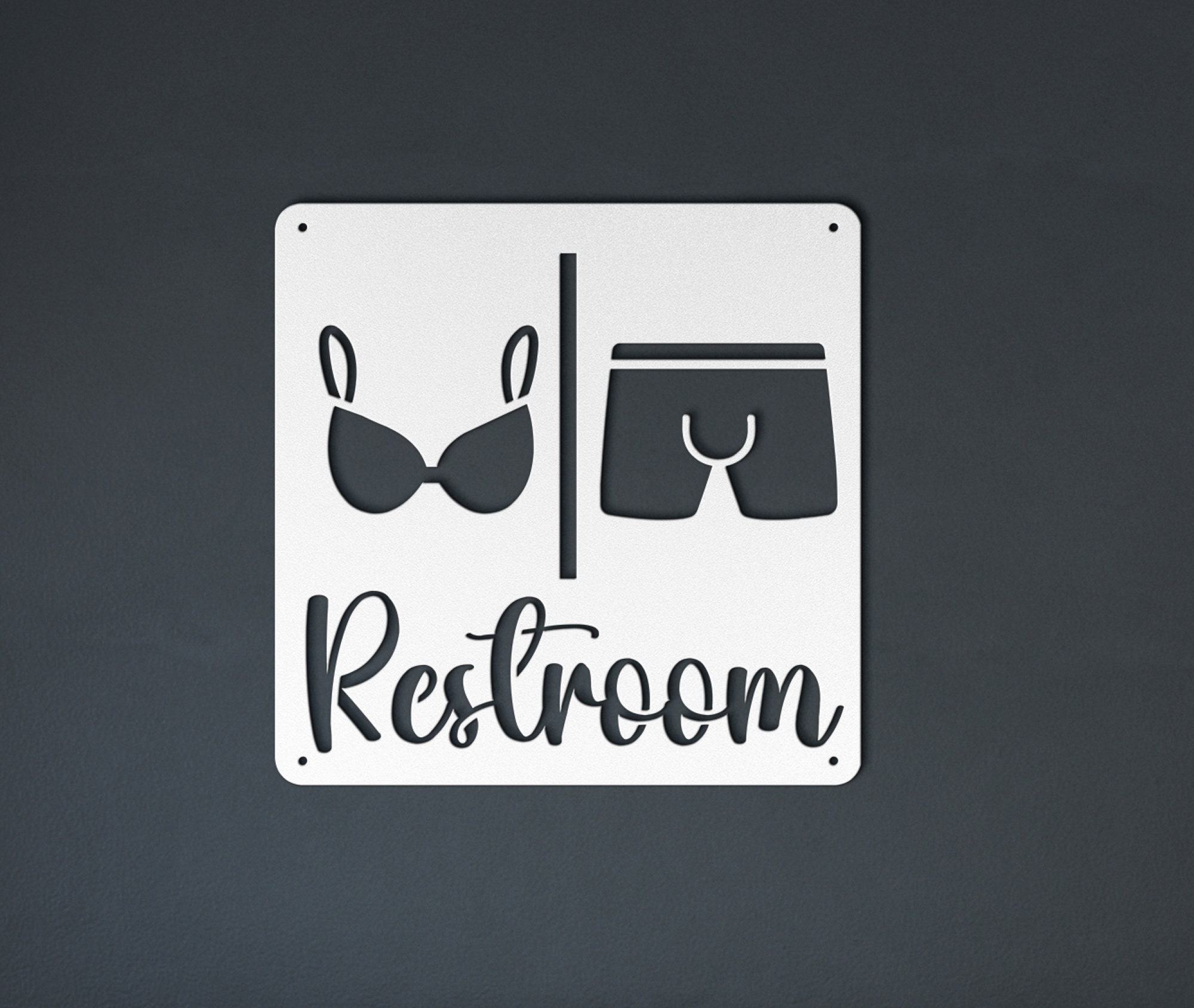 Fun and Unique Restroom Sign With Briefs & Bra as Men and Women ...