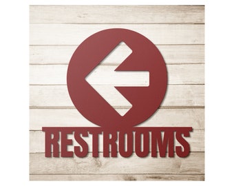 Directional Bathroom Sign - Etsy
