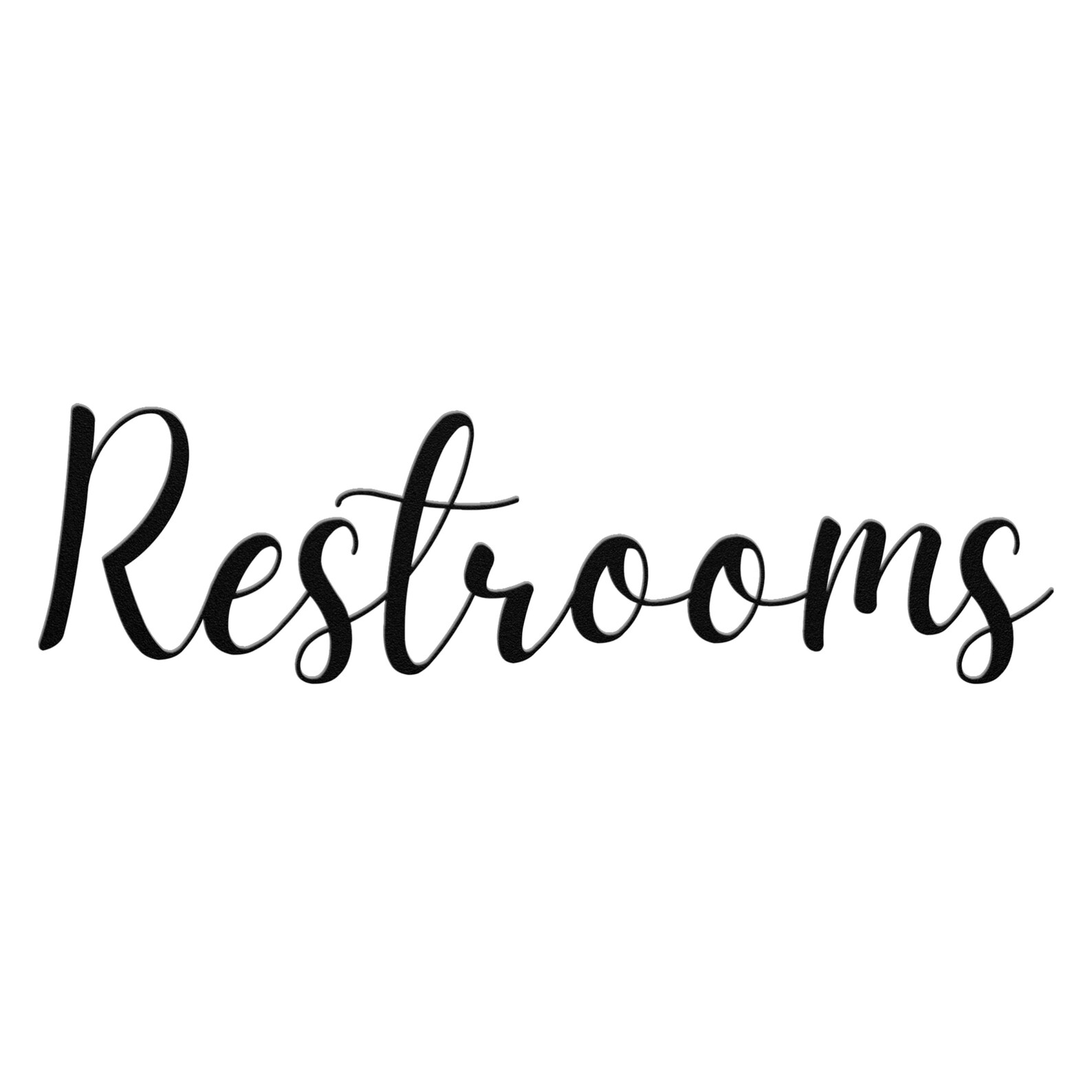 Cursive Metal Restrooms Sign, Elegant Script Font Restroom Sign, Modern ...