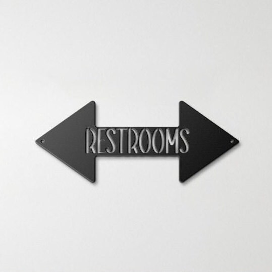 Restroom Sign With Arrow in Both Directions, Left and Right Directional ...