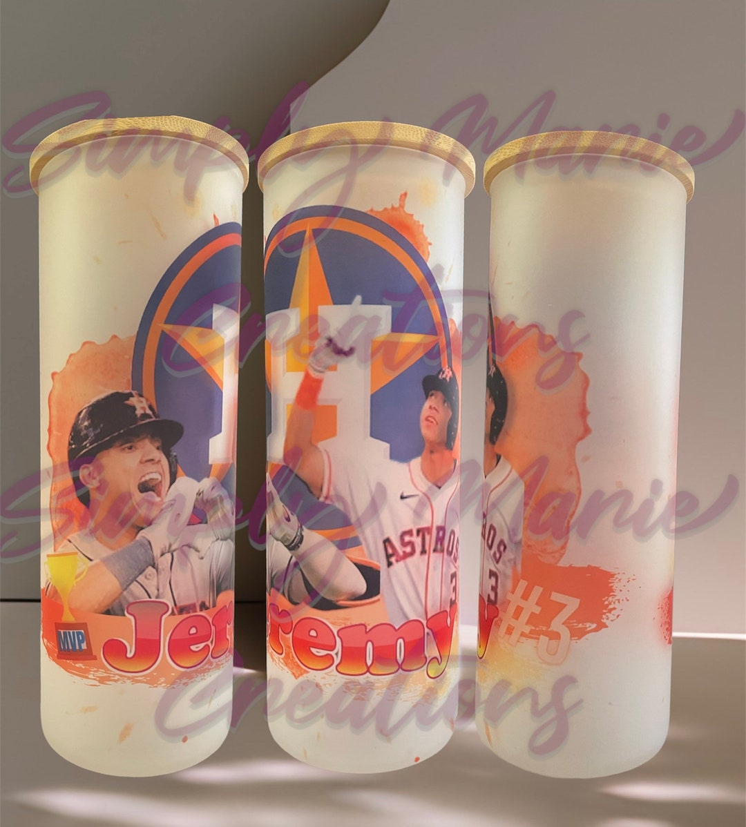 25 Oz Frosted Glass Tumbler. Jeremey Peña Mvp Baseball Astros #3 - Etsy