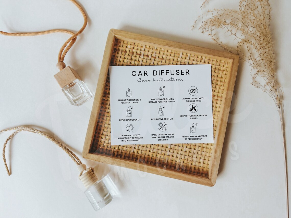 Hanging Car Diffuser Care Card Template Diffuser Instructions Template ...