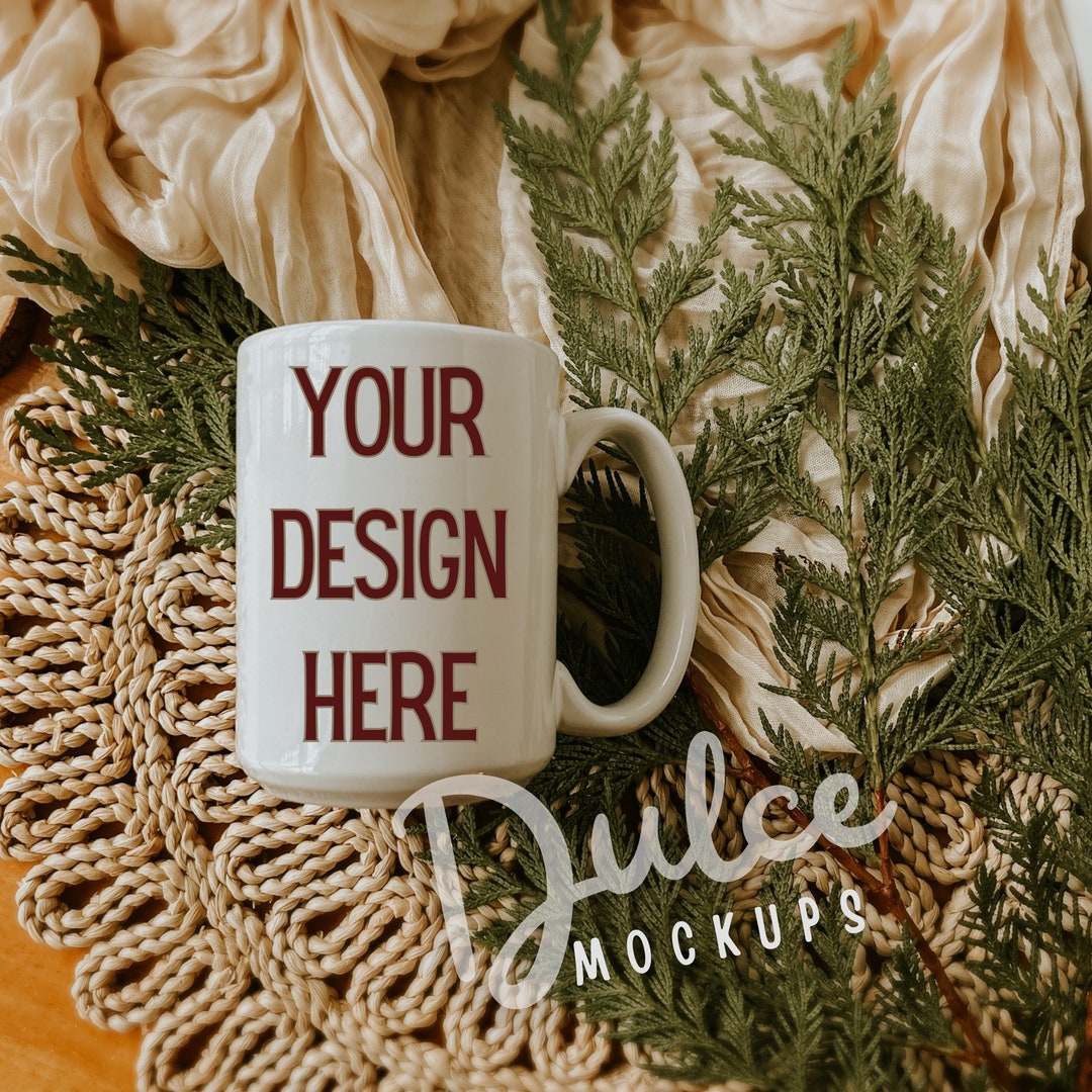 Boho Ceramic Mug Mockup 15 Oz. White Mug Mockup Coffee Mug - Etsy