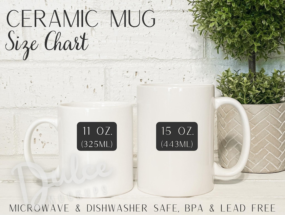 Ceramic Mug Mockup Ceramic Mug Size Chart Coffee Mug 11oz & 15oz Mugs ...