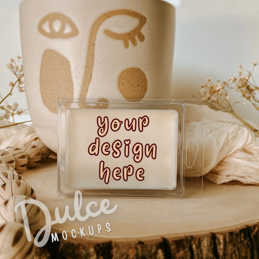 White Wax Melt Mockup Tart Mockup Clamshell Mockup Sticker Label Mockup ...