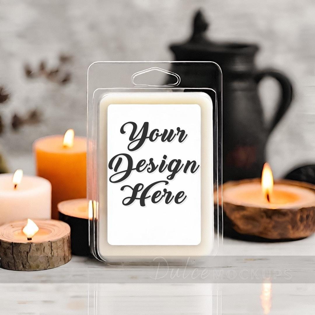 White Wax Melt Mockup White Tart Mockup Clamshell Mockup Sticker Label ...