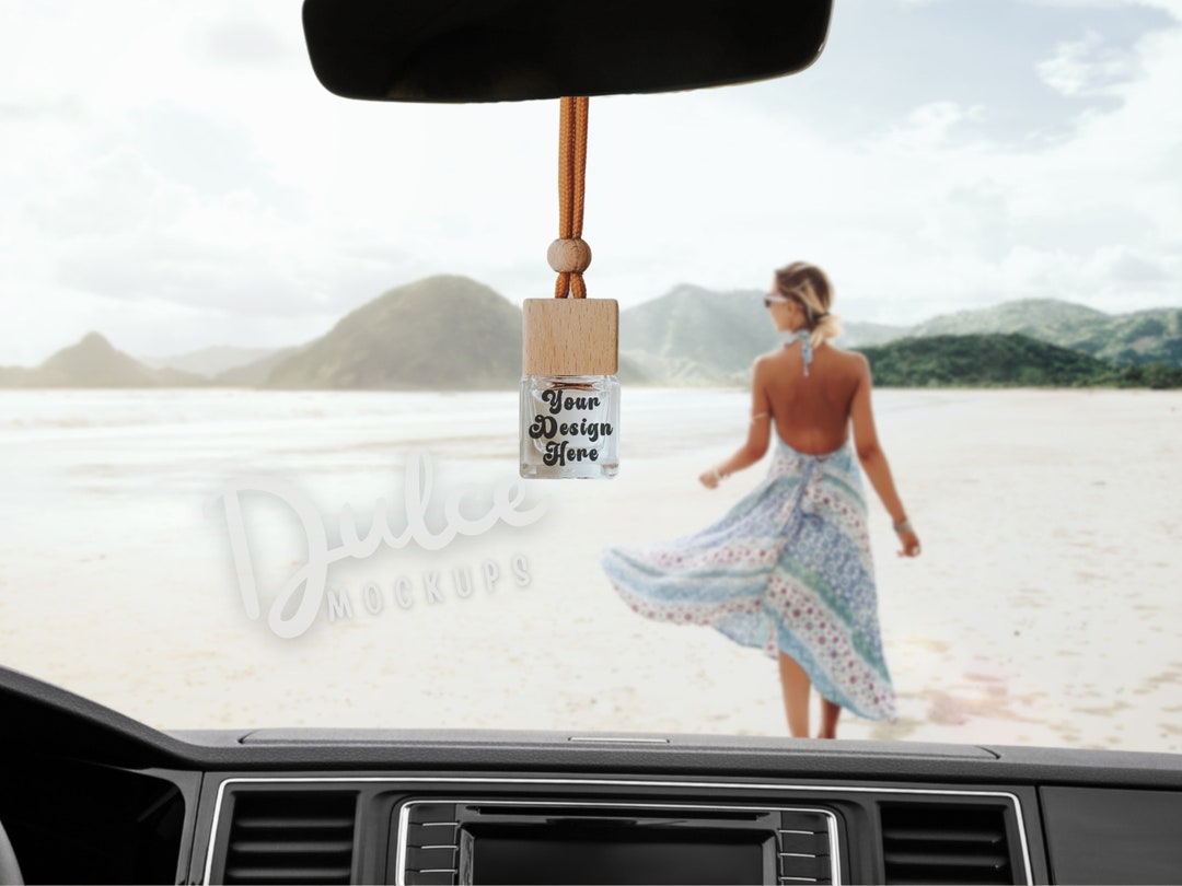 Square Car Diffuser Mockup Label Template Canva Mockup Car Air Freshener Mockup Reed Diffuser
