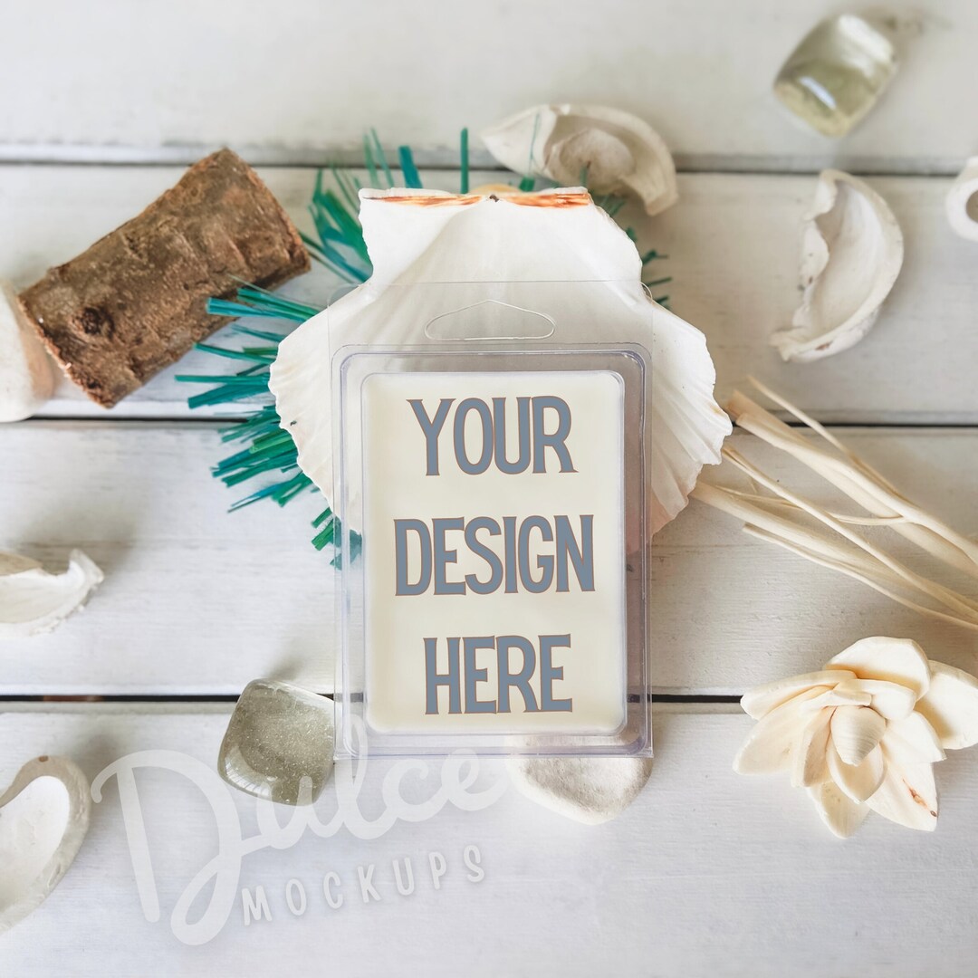 White Wax Melt Mockup White Tart Mockup Clamshell Mockup Beachy Mockup ...
