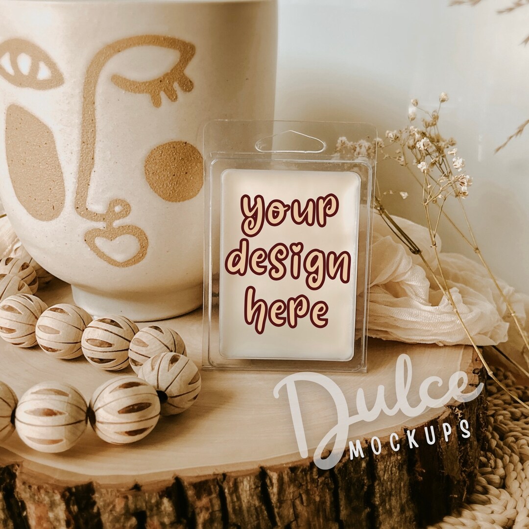 White Wax Melt Mockup Tart Mockup Clamshell Mockup Sticker Label Mockup ...
