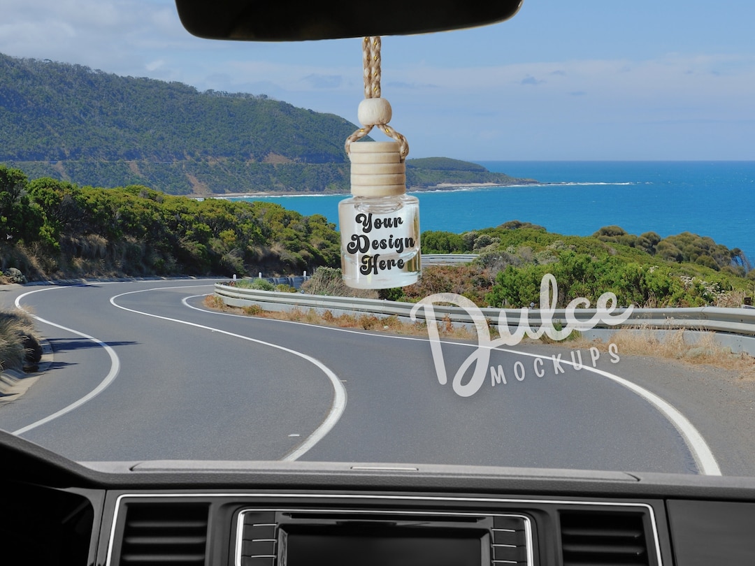 Round Car Diffuser Mockup Label Template Canva Mockup Car Air Freshener ...