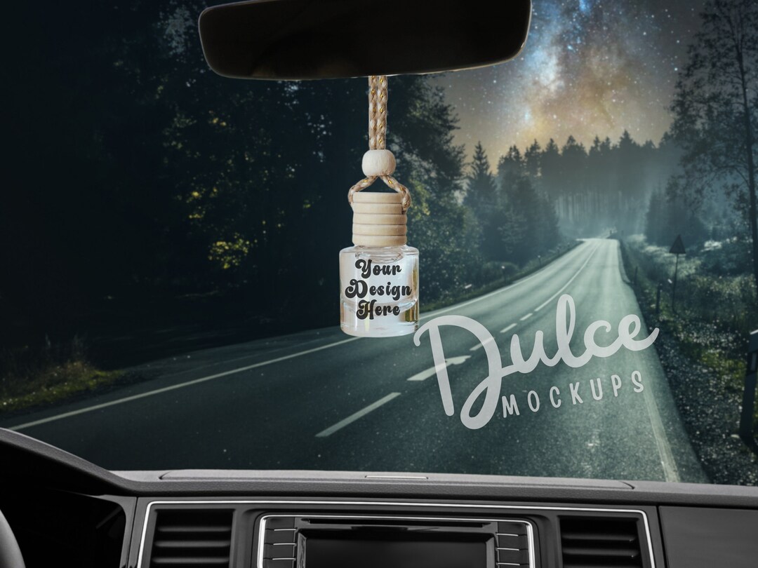 Round Car Diffuser Mockup Label Template Canva Mockup Car Air Freshener ...