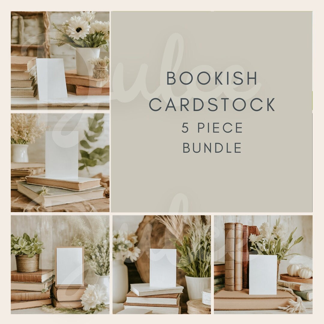 5 Bookish Mockup Bundle Digital Art Template Bundle Printable Cardstock ...
