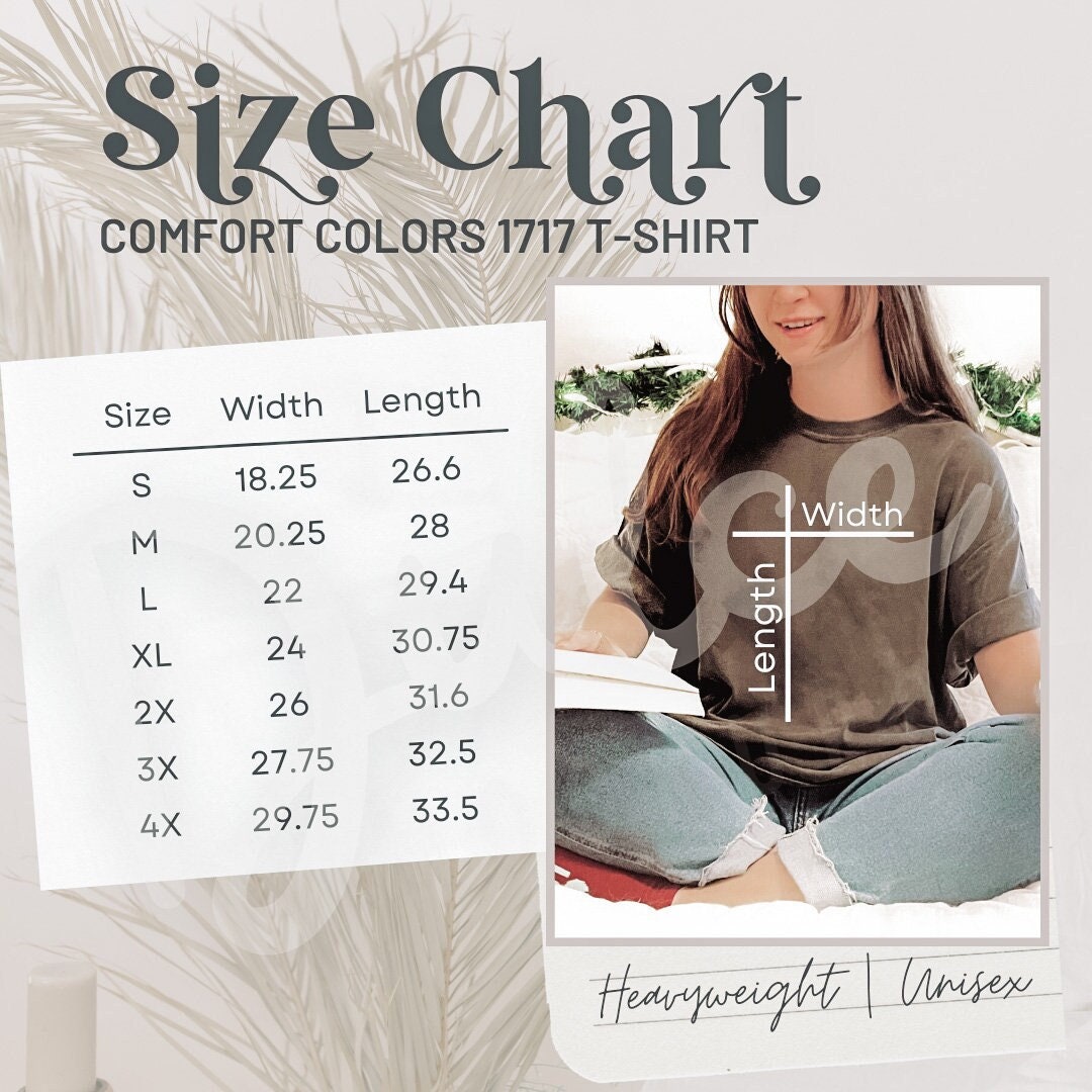 Comfort Colors 1717 Size Chart, Heavyweight T-shirt Size Chart, Crew ...