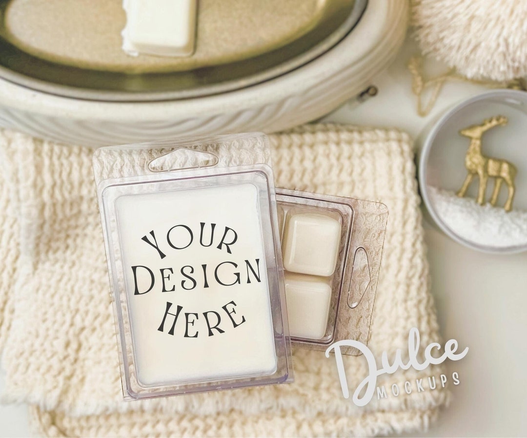 White Wax Melt Mockup Wax Tart Mockup Clamshell Mockup Sticker Label ...